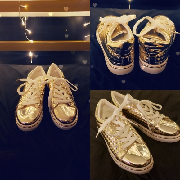 Qupid | Shoes | Gold Trainers | Poshmark